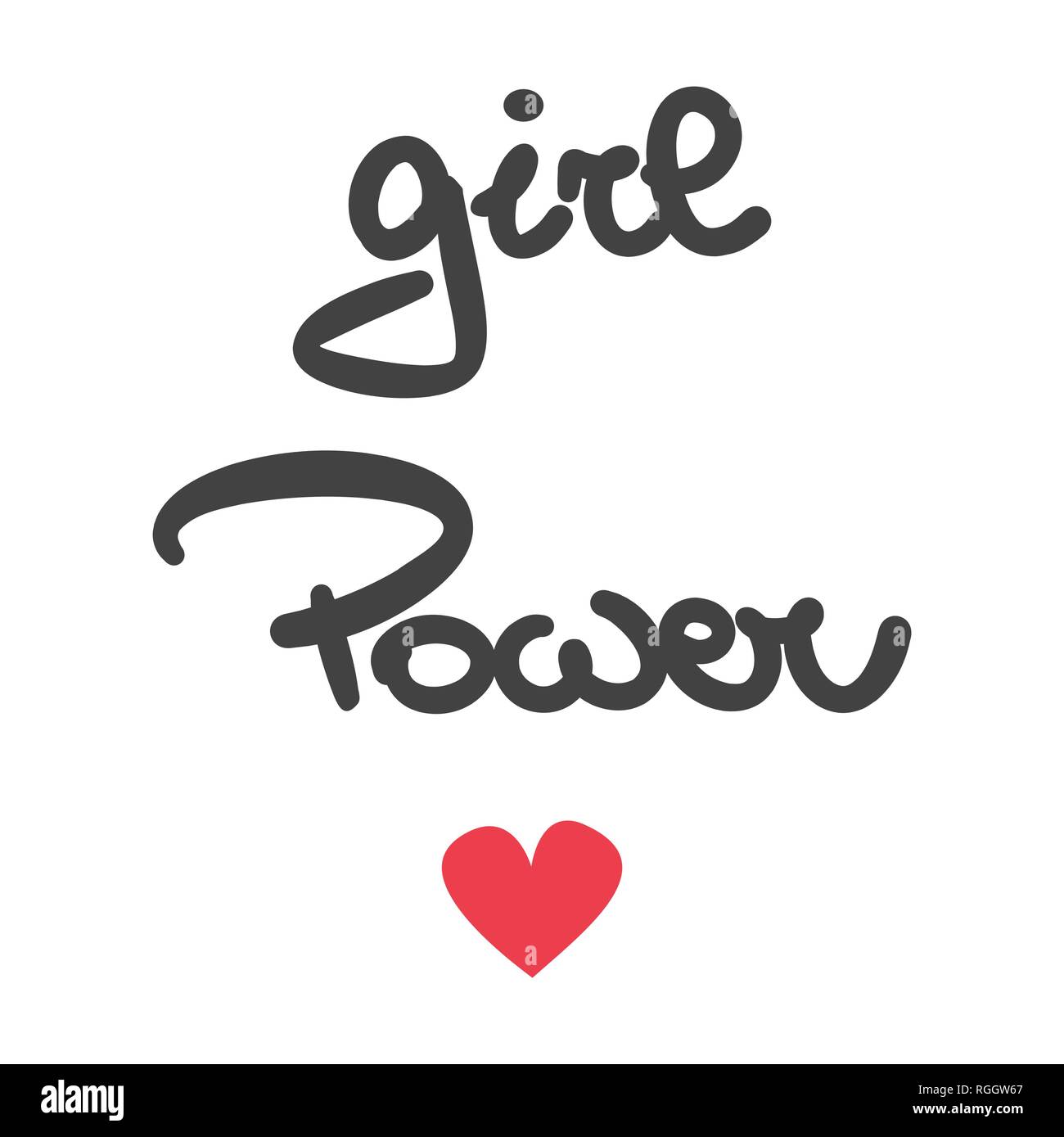 cute vector hand drawn lettering feminism slogan girl power text Stock ...