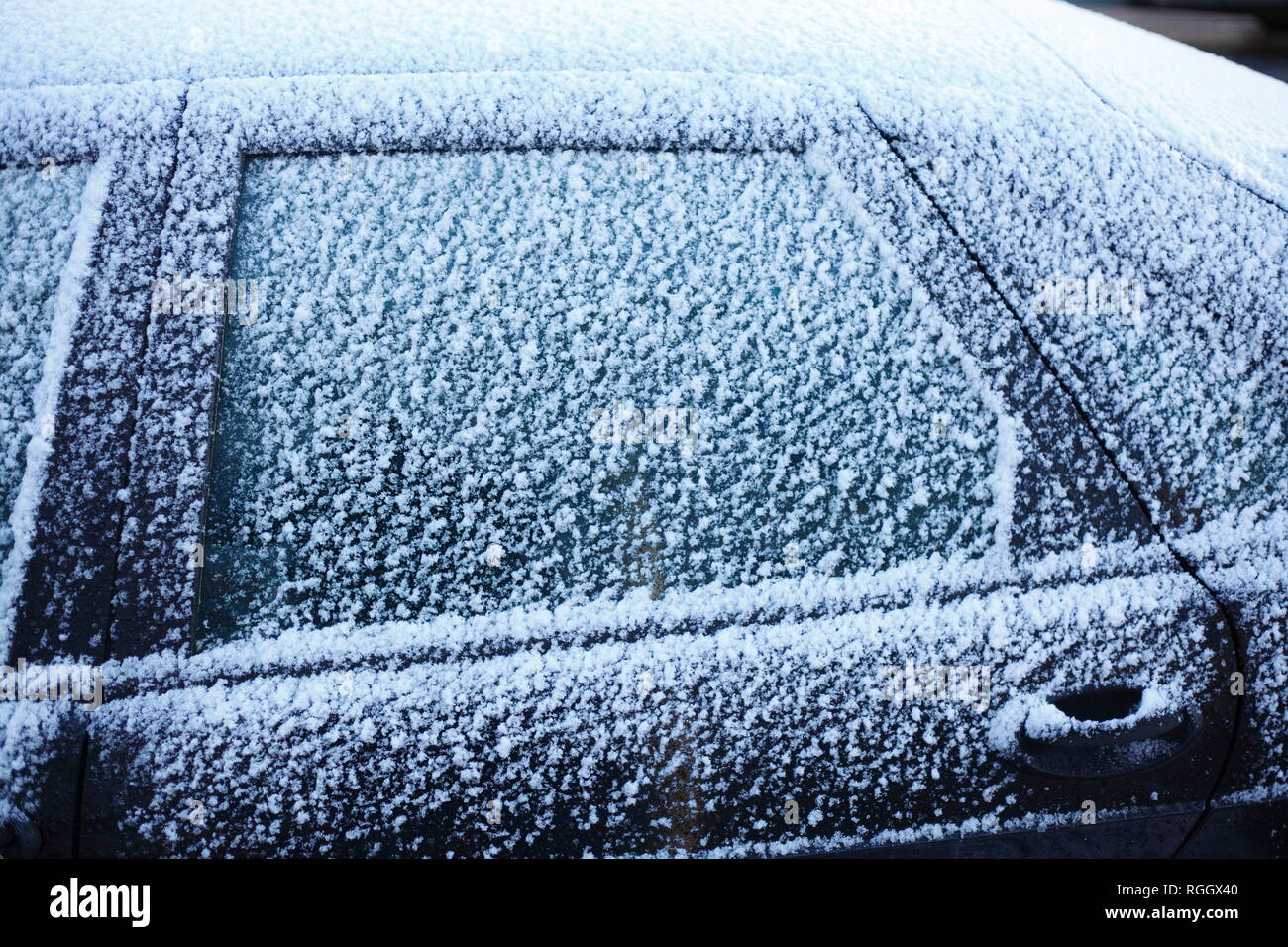 Snowy car window, Germany Stock Photo - Alamy