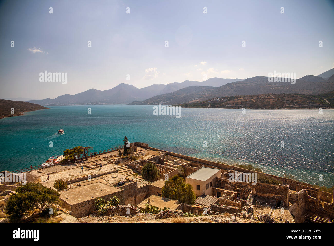 Historic architectural buildings on the island of Spinalonga. Buildings ...