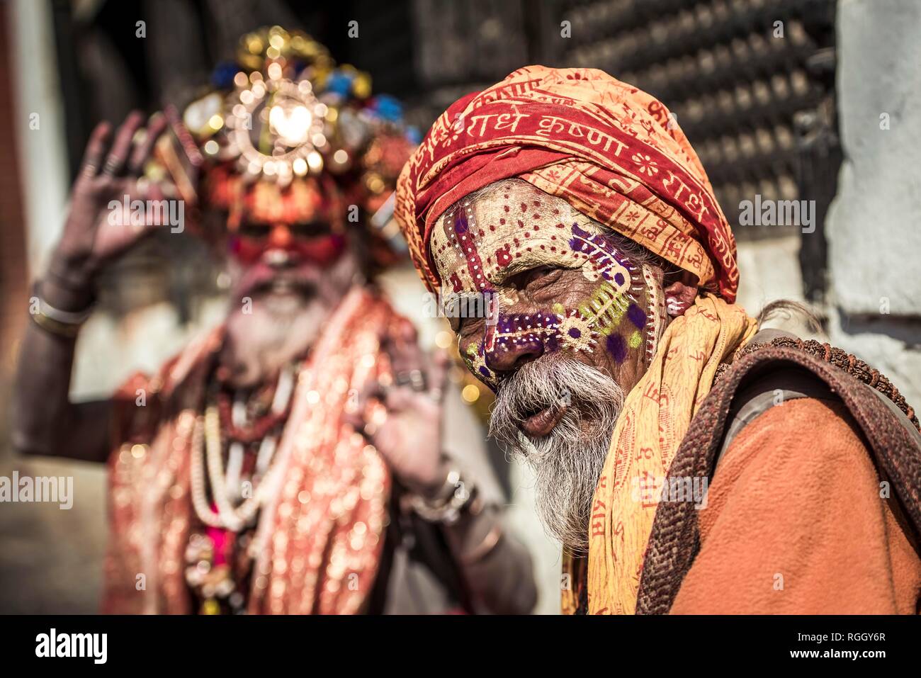 Sadhus, ascetics, holy men, Pashupatinath, Kathmandu, Nepal Stock Photo ...