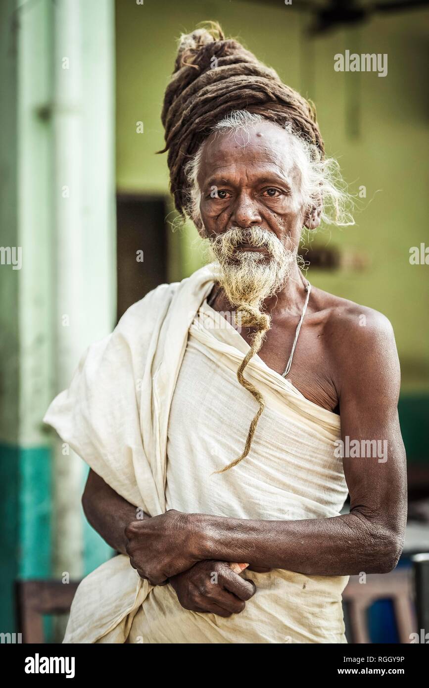 Sadhu, holy man, yogi with Rasta dreadlocks hairstyle, Lumbini, Nepal ...