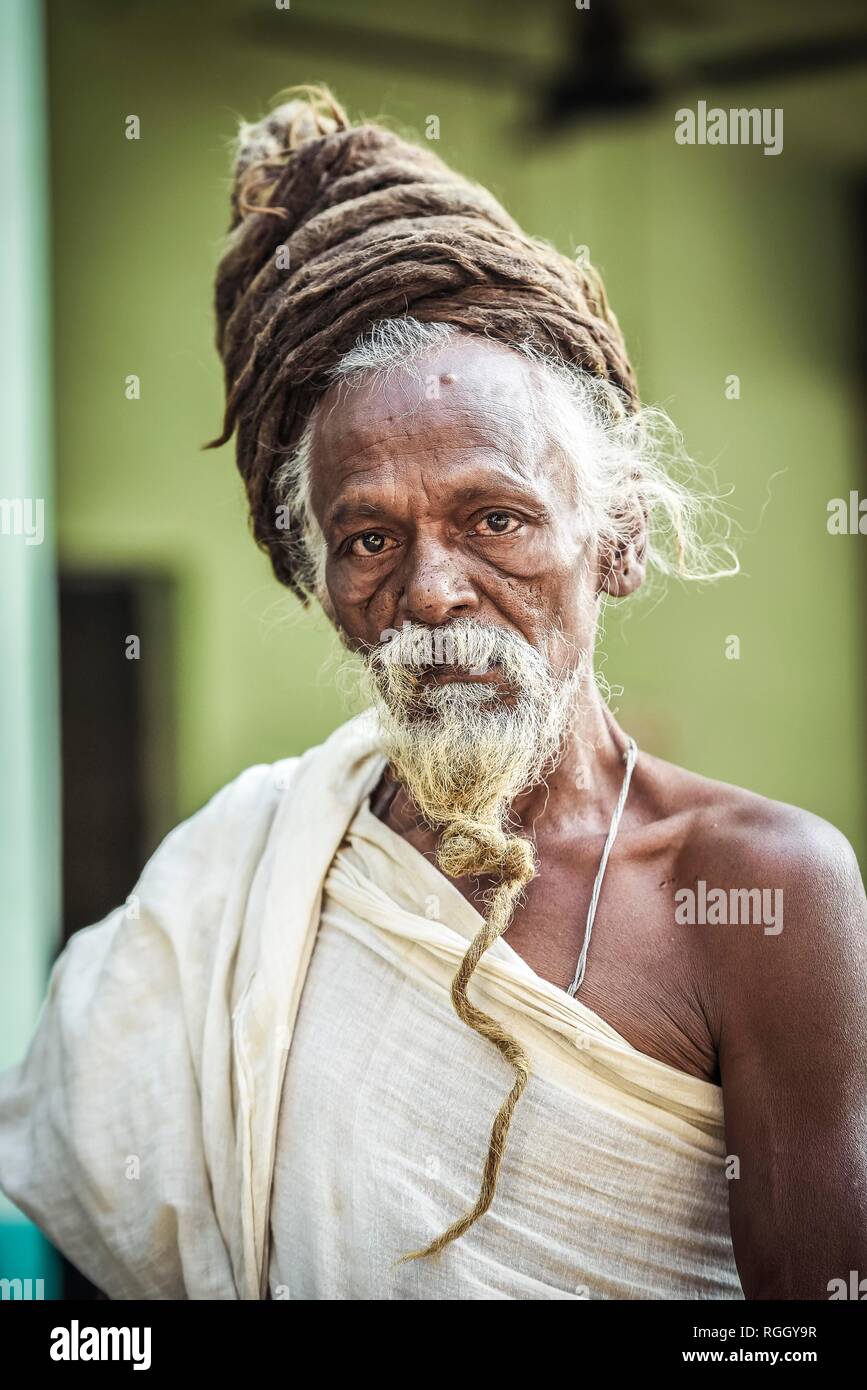 Sadhu, holy man, yogi with Rasta dreadlocks hairstyle, Lumbini, Nepal ...