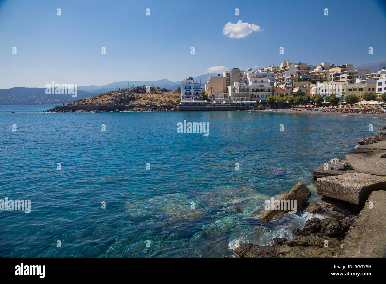 Agios Nikolaos is a popular tourist town in Crete. Beach, hotels and ...