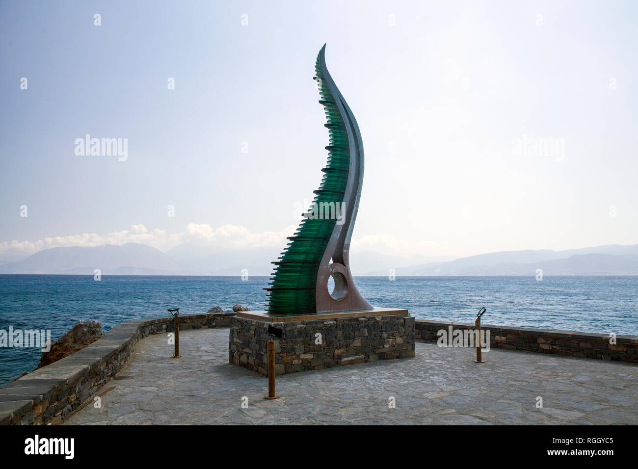 Cornucopia Statue, Horn of Amalthea at the waters edge, Agios Nikolaos ...