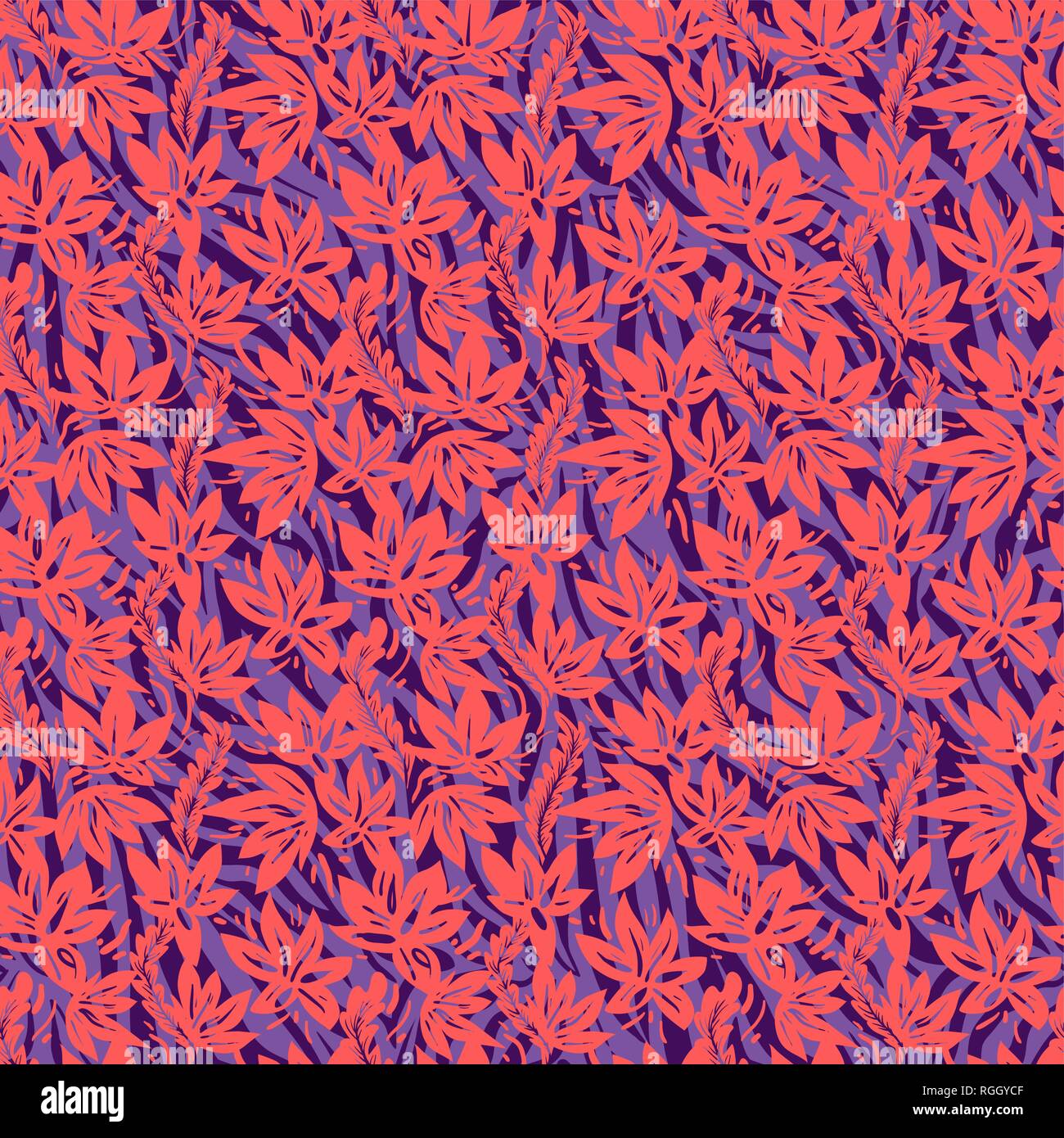 Vector seamless coral color background. Nature ethnic pattern Stock ...