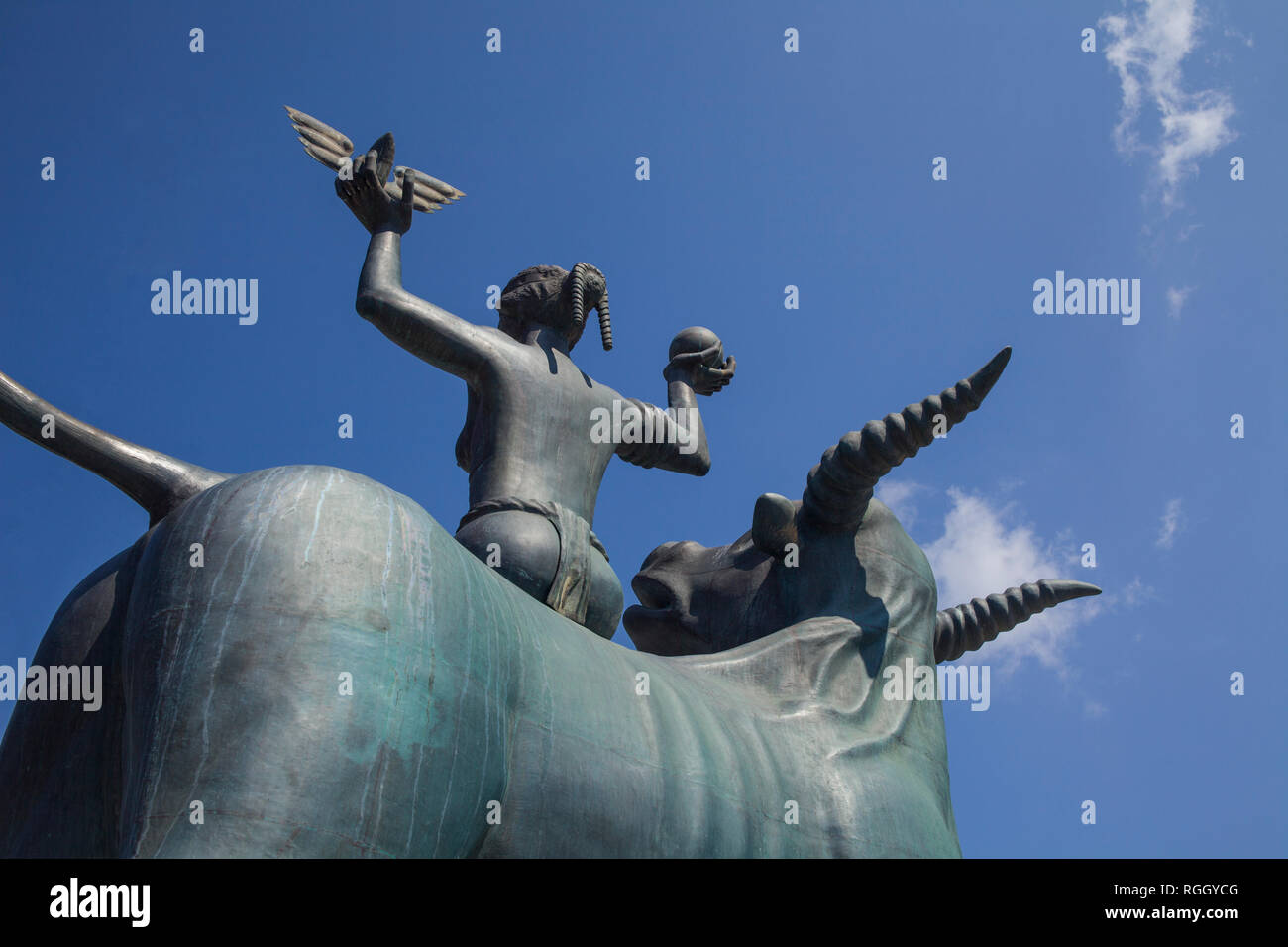 The statue of Europe is sitting on a bull. Sculpture of Europe, mother ...
