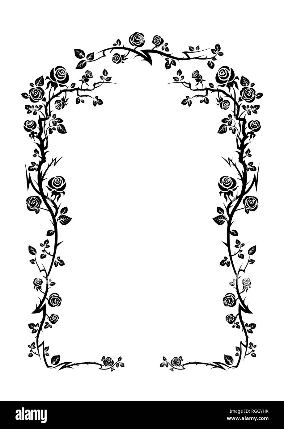 Black elegant frame of roses for holiday design wedding, anniversary ...