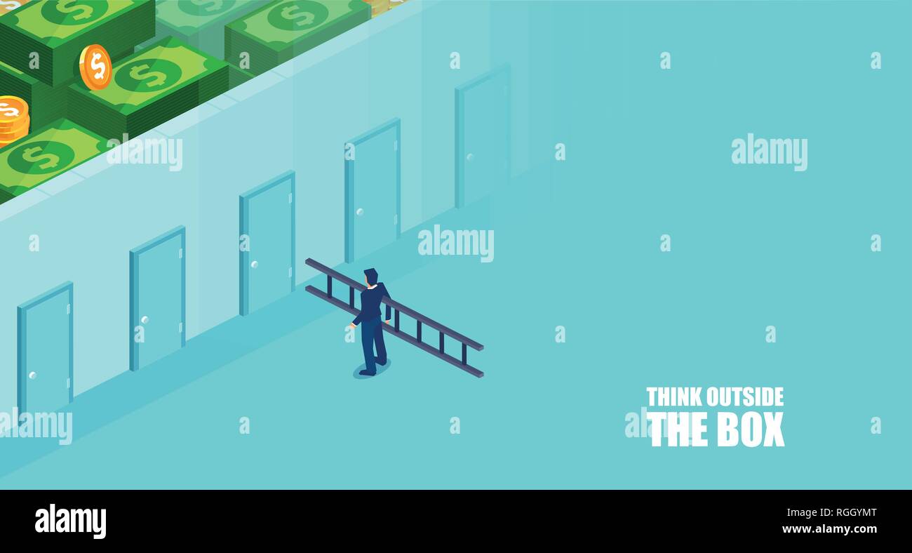 Financial challenges concept. Vector of a businessman with a ladder ...