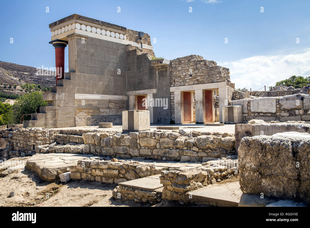 Knossos palace on the island of Crete in Greece. Ancient ruins of the ...