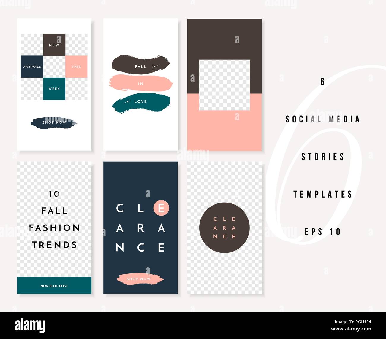 A set of six editable vertical templates for social media stories posts ...