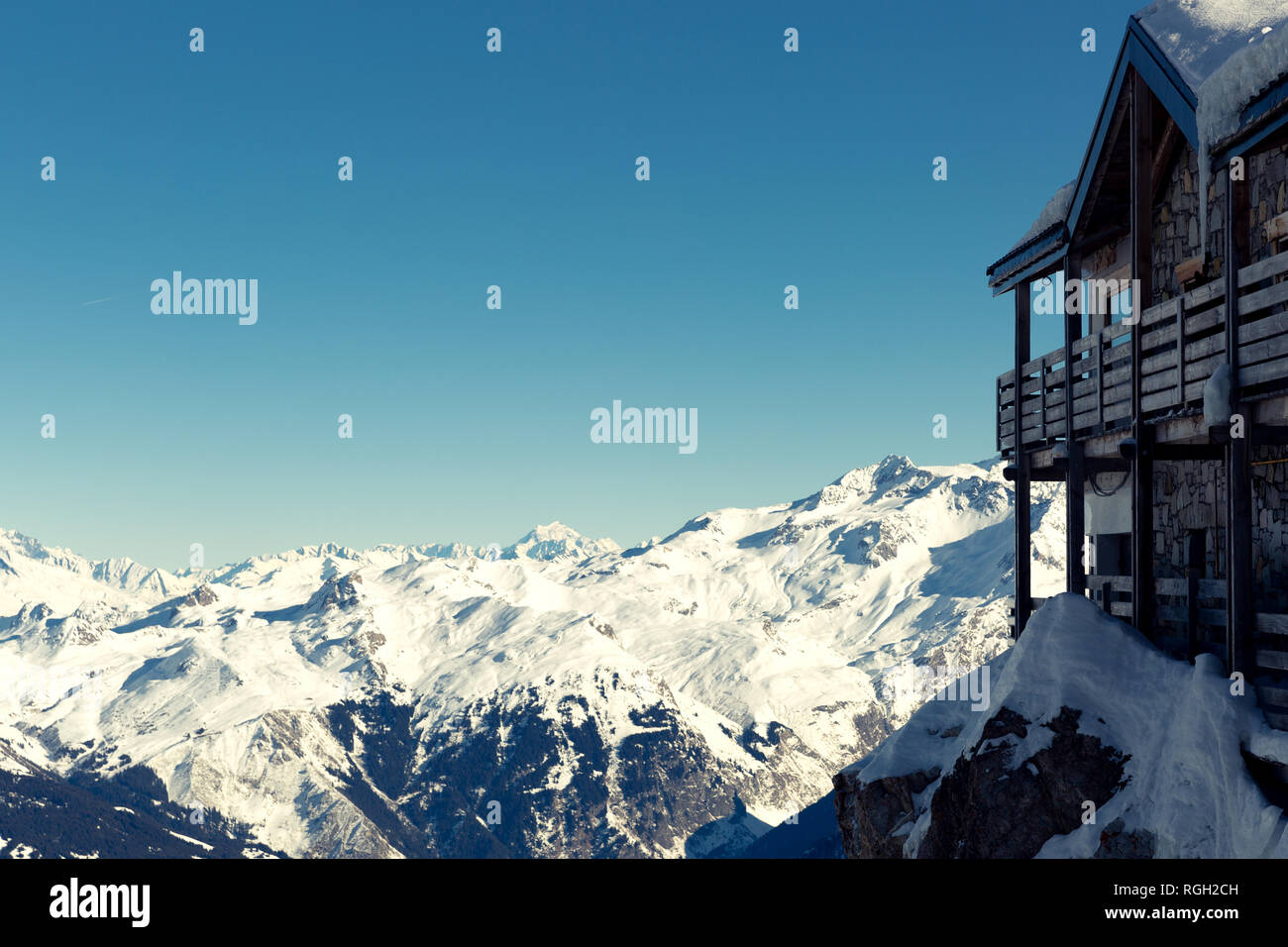 Snow-covered cottages at the French Alps, Les3Vallees. Mountains ski ...