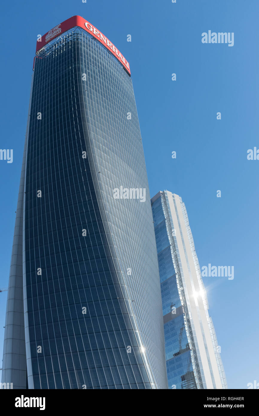 Tower of Generali Group in Milan, designed by Zaha Hadid Stock Photo ...