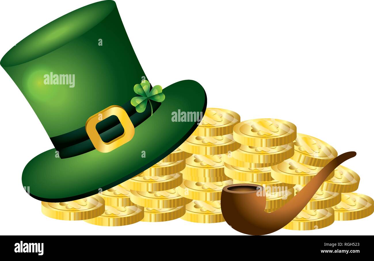 leprechaun hat gold coins Stock Vector Image & Art - Alamy