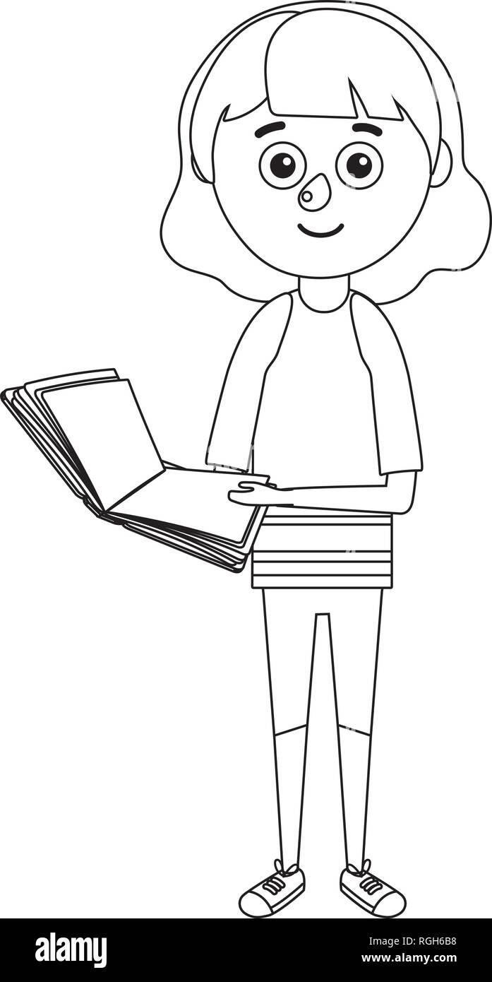 young girl student holding book Stock Vector Image & Art - Alamy