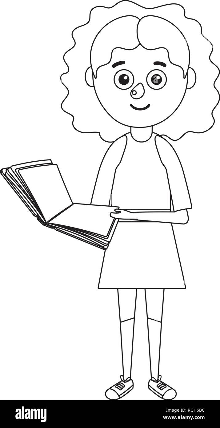 young girl student holding book Stock Vector Image & Art - Alamy