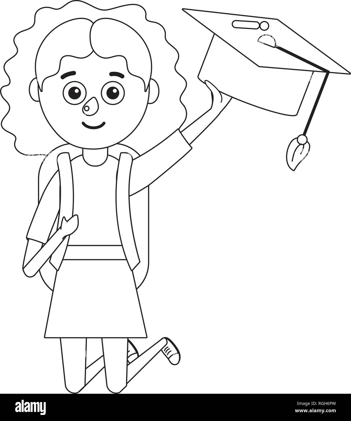 young girl graduation jump Stock Vector Image & Art - Alamy