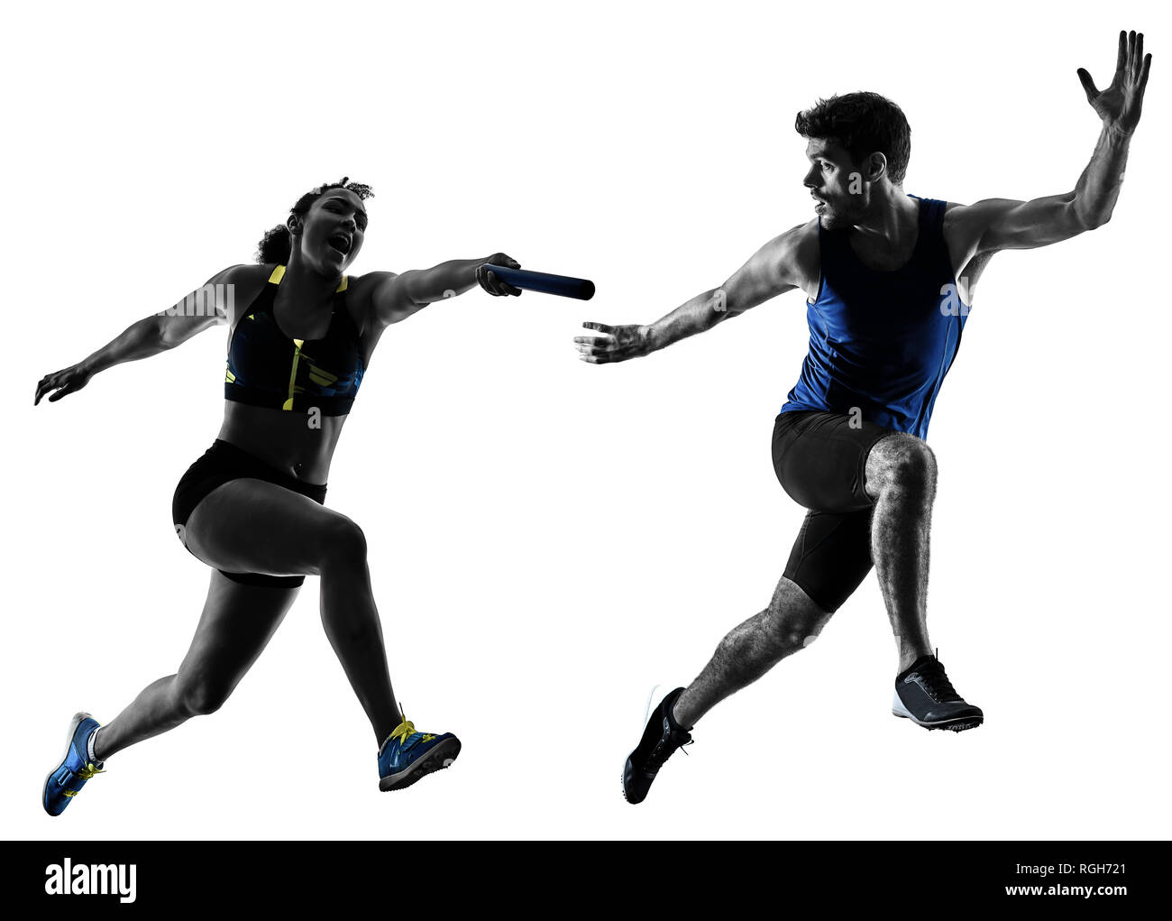 athletics relay runners sprinters running runners in silhouette ...