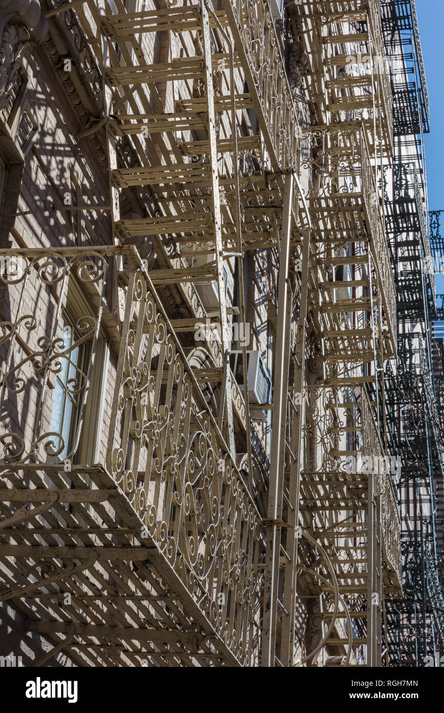 Fire exit staircase building Soho streets one of the main Manhattan ...