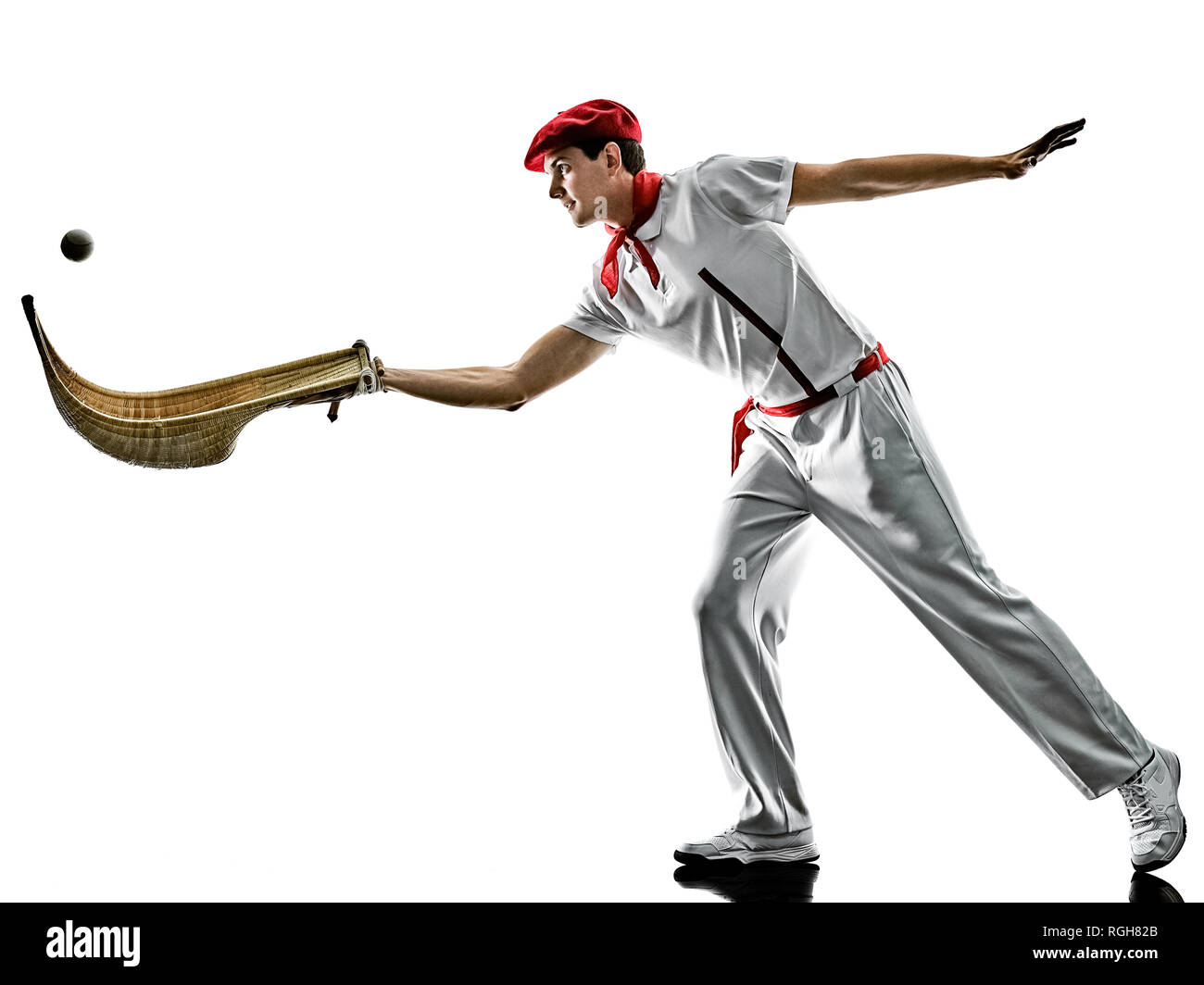 one caucasian Jai alai Basque pelota Cesta Punta player man isolated on ...