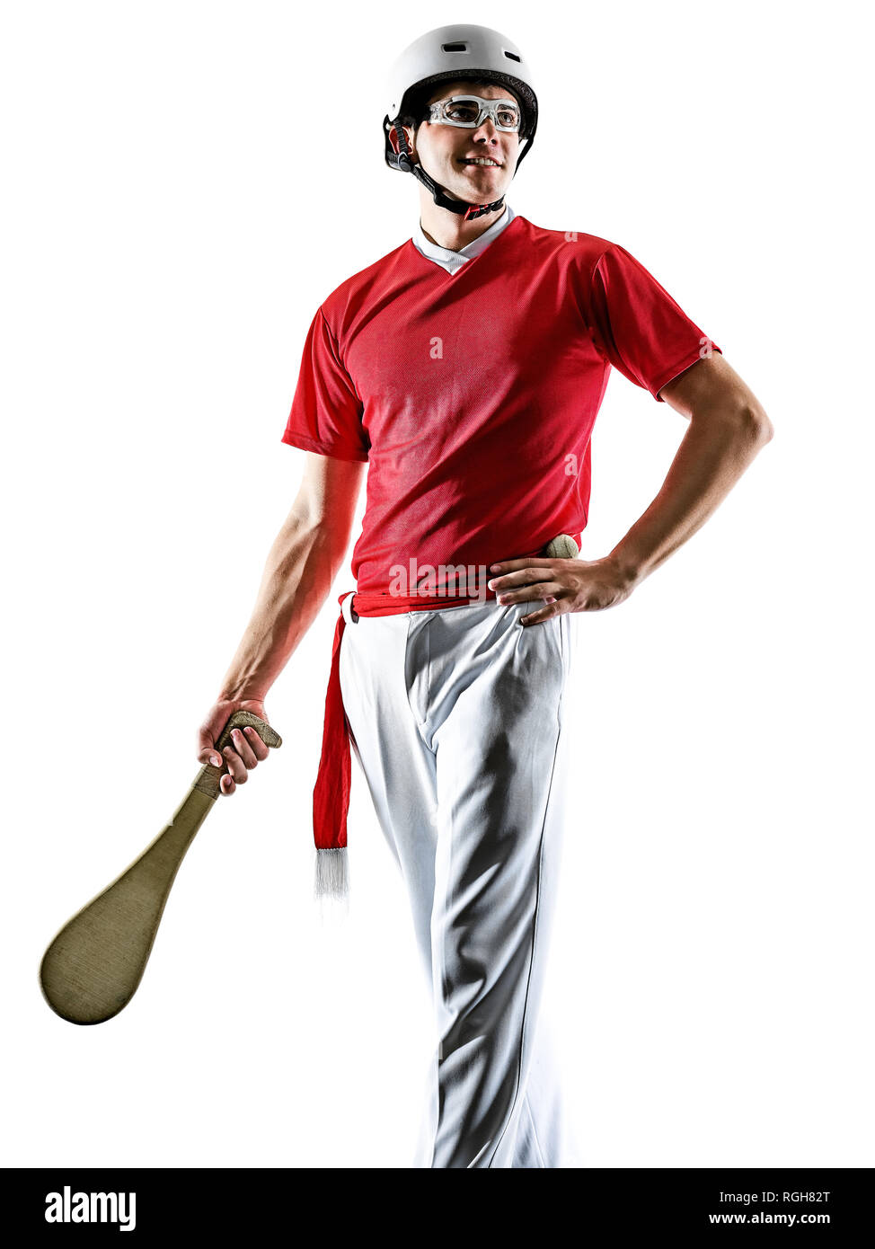 one caucasian Jai alai Basque pelota Cesta Punta player man isolated on ...