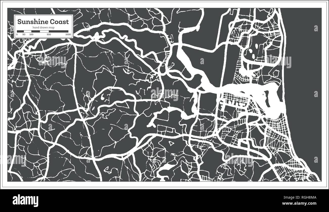 Sunshine coast vector outline map Stock Vector Images - Alamy