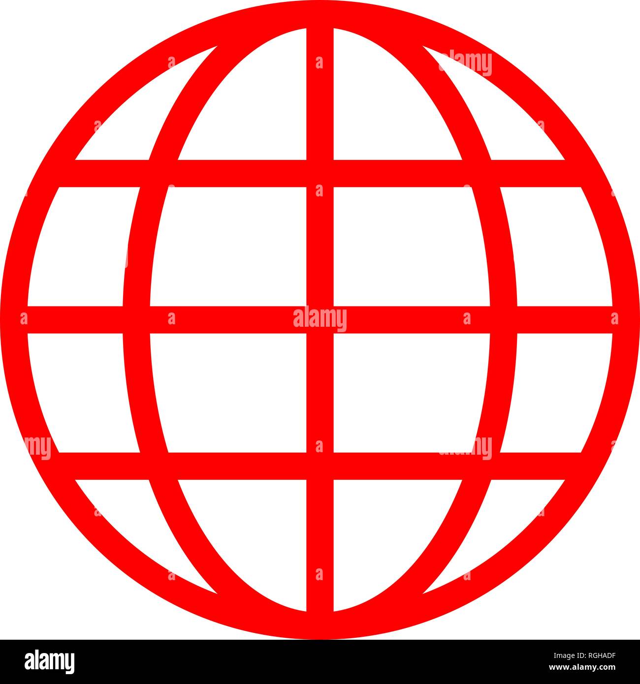 Globe symbol icon - red simple, isolated - vector illustration Stock ...