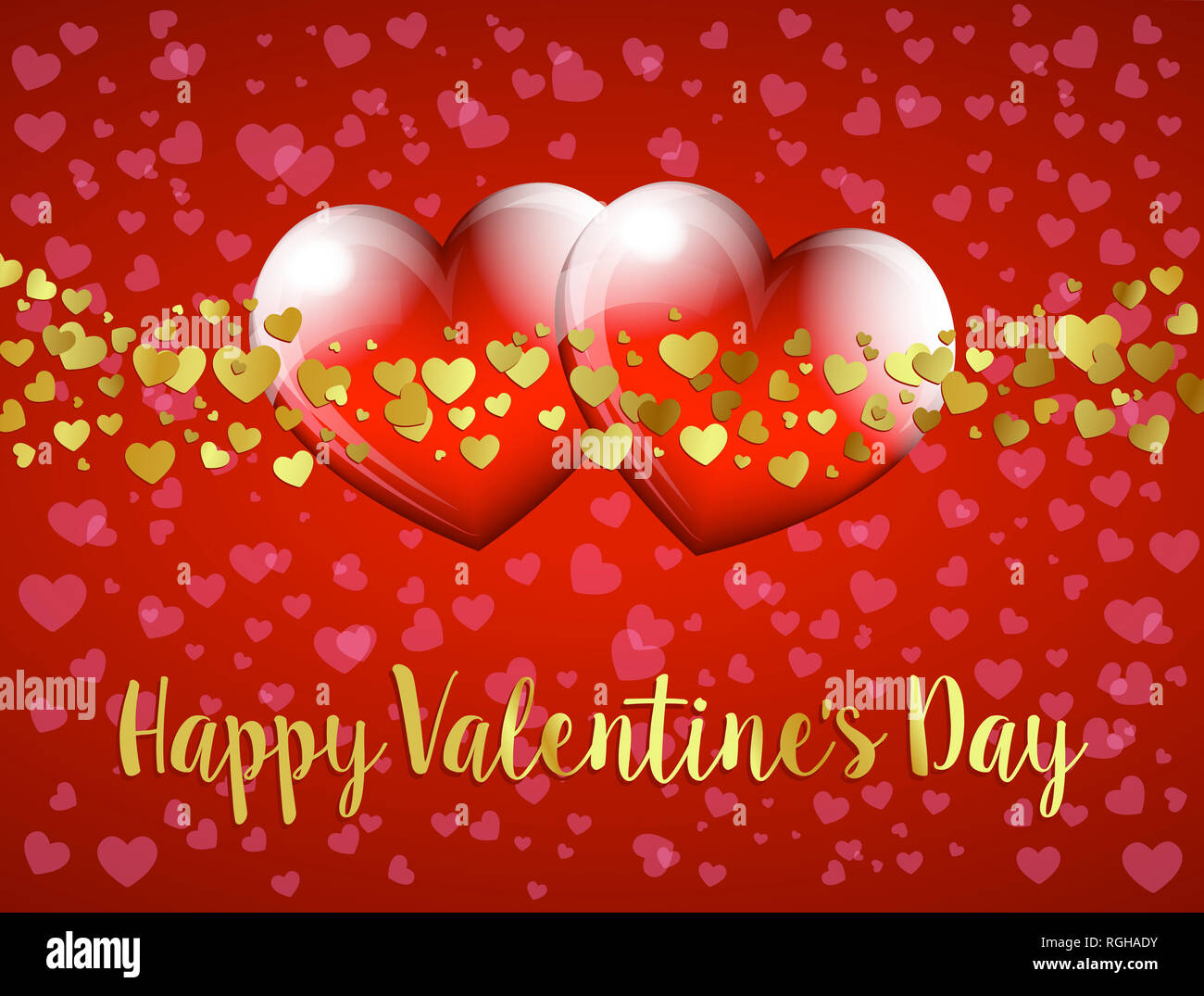 Happy Valentines Day, Hearts on Heart Background - Valentine Card Stock ...