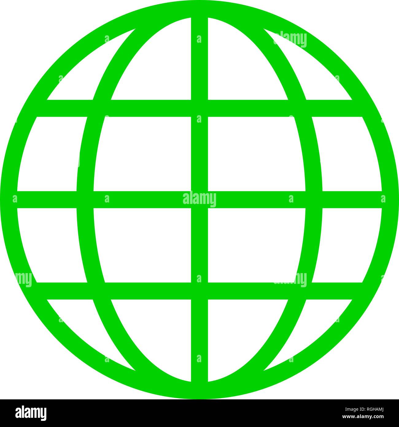 Globe symbol icon - green simple, isolated - vector illustration Stock ...