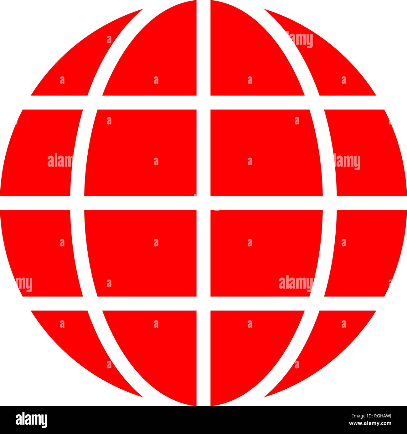 Globe symbol icon - red simple, isolated - vector illustration Stock ...