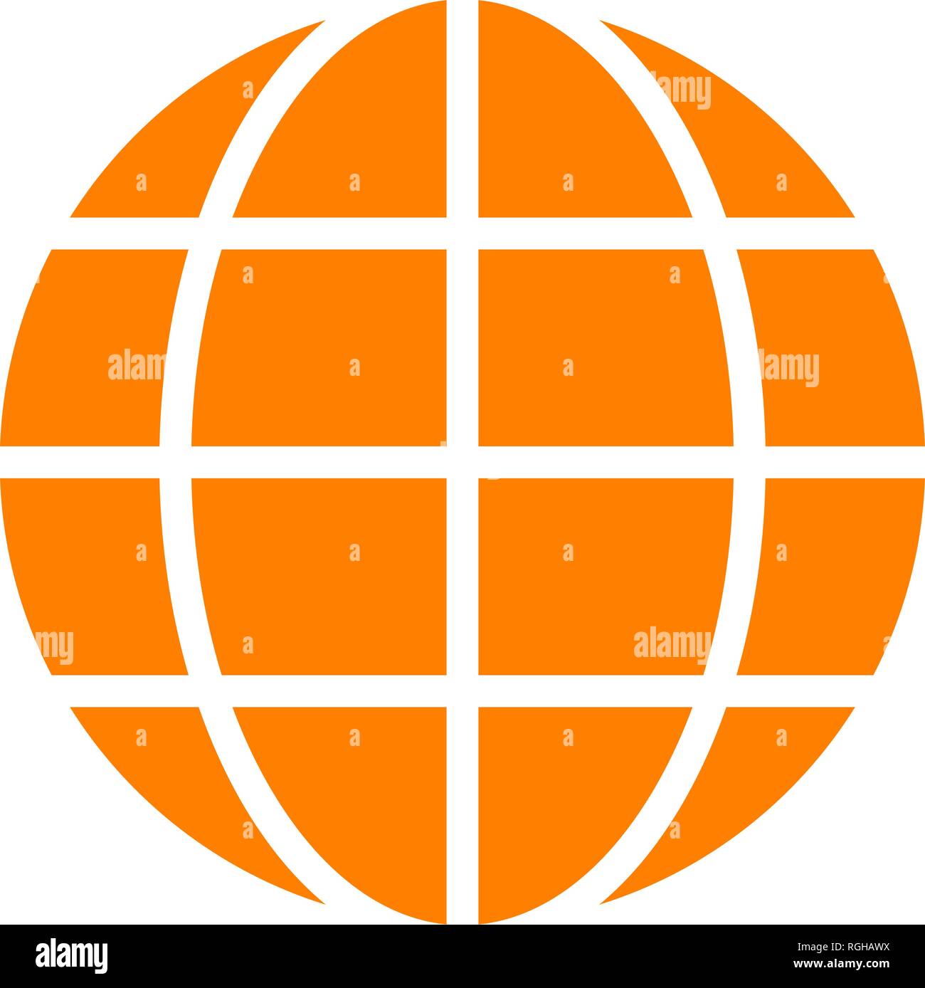 Globe symbol icon - orange simple, isolated - vector illustration Stock ...