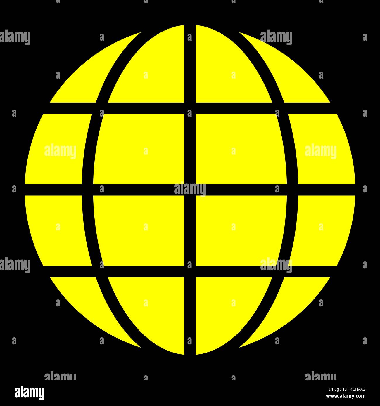 Globe symbol icon - yellow simple, isolated - vector illustration Stock ...