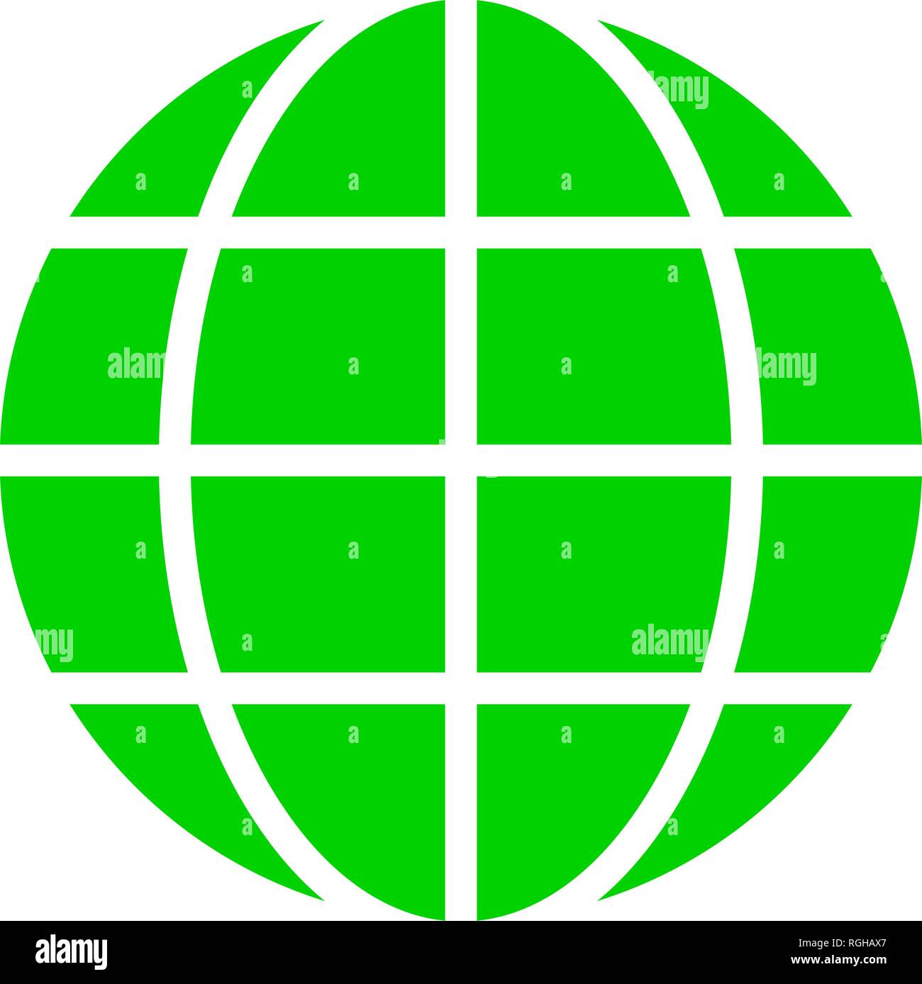 Globe symbol icon - green simple, isolated - vector illustration Stock ...