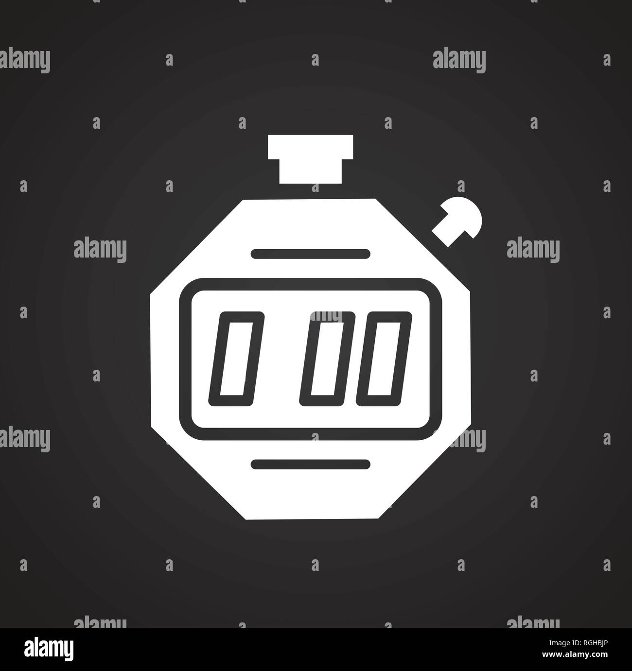 Digital stop watch icon on black background for graphic and web design ...
