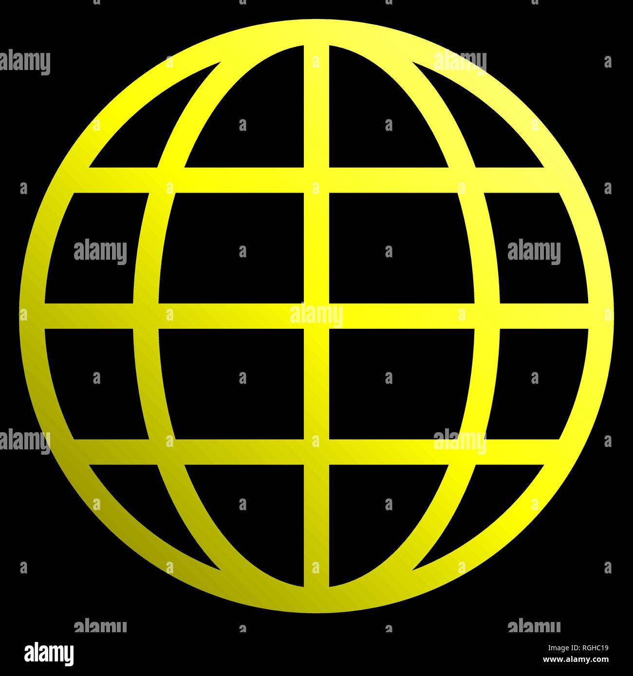 Globe symbol icon - yellow gradient, isolated - vector illustration ...