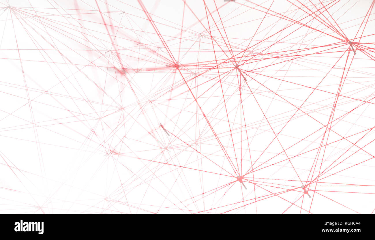 Networking, red threads on white background Stock Photo - Alamy