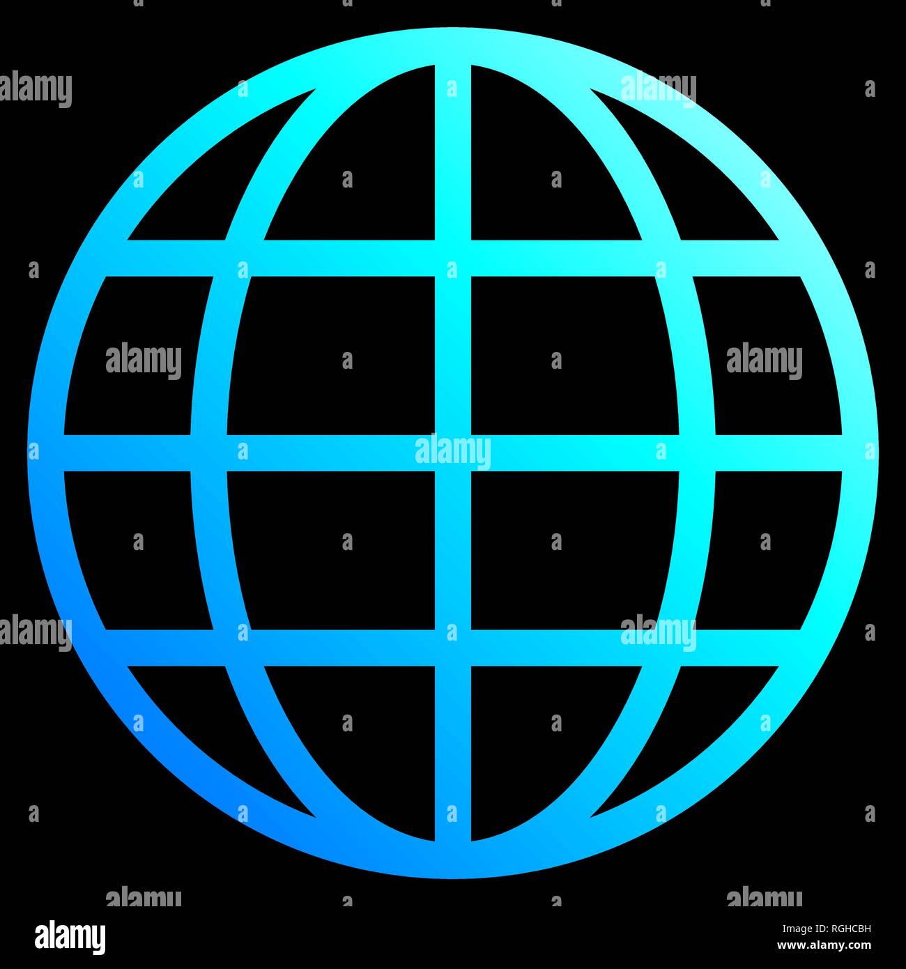 Globe symbol icon - cyan blue gradient, isolated - vector illustration ...