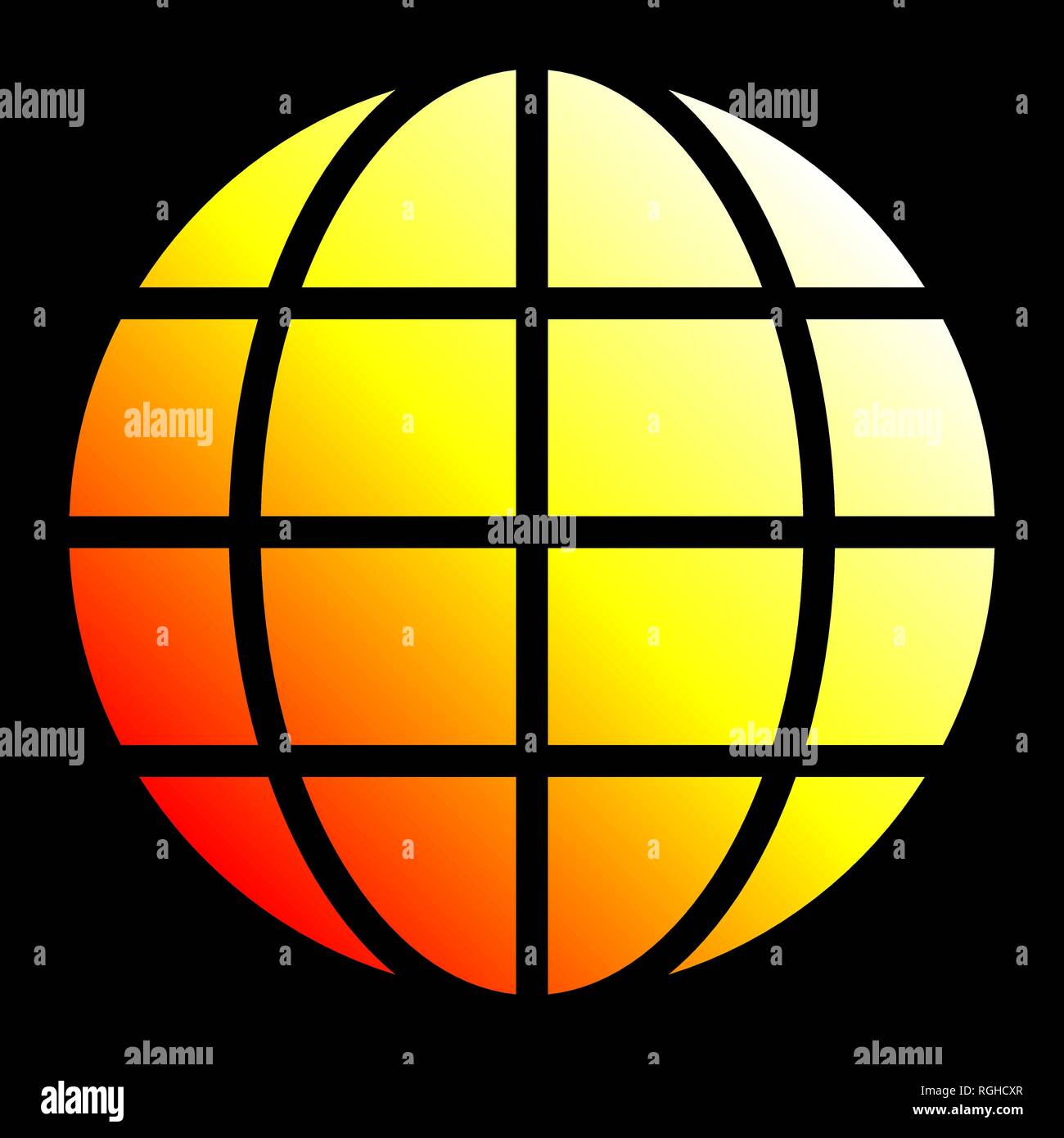Globe symbol icon - white yellow orange red gradient, isolated - vector ...