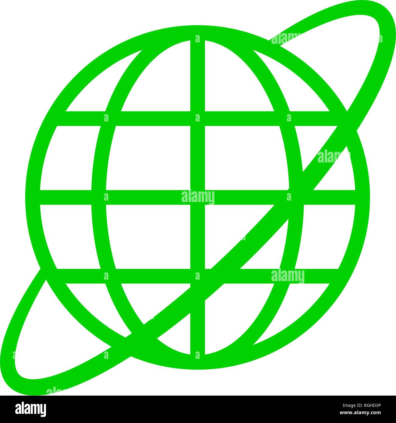 Globe symbol icon with orbit - green simple, isolated - vector ...