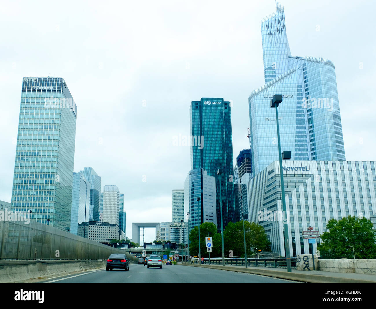 Paris, France - August 15, 2018: Office Buildings and Busy Street in ...