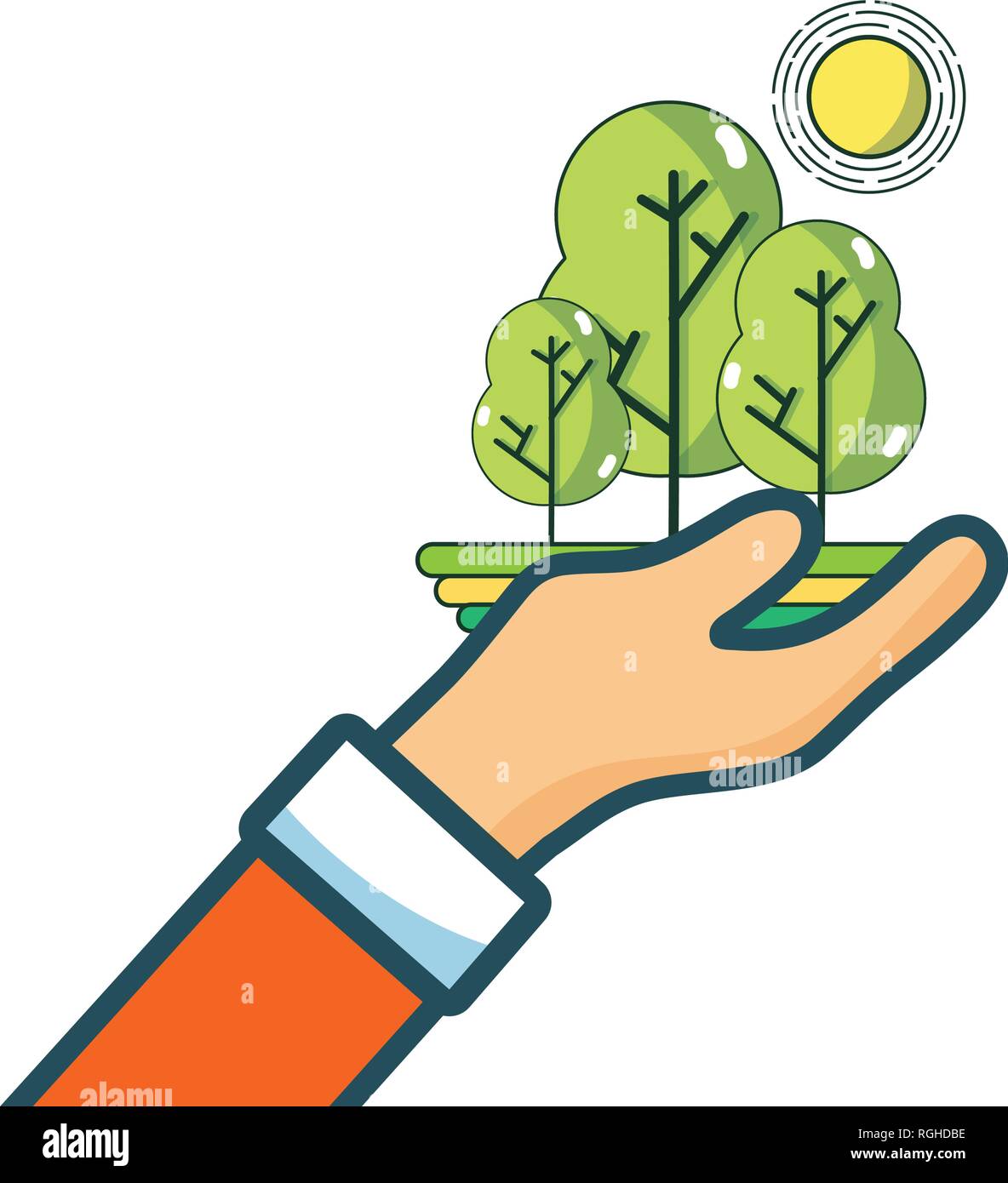 hand holding trees cartoon Stock Vector Image & Art - Alamy