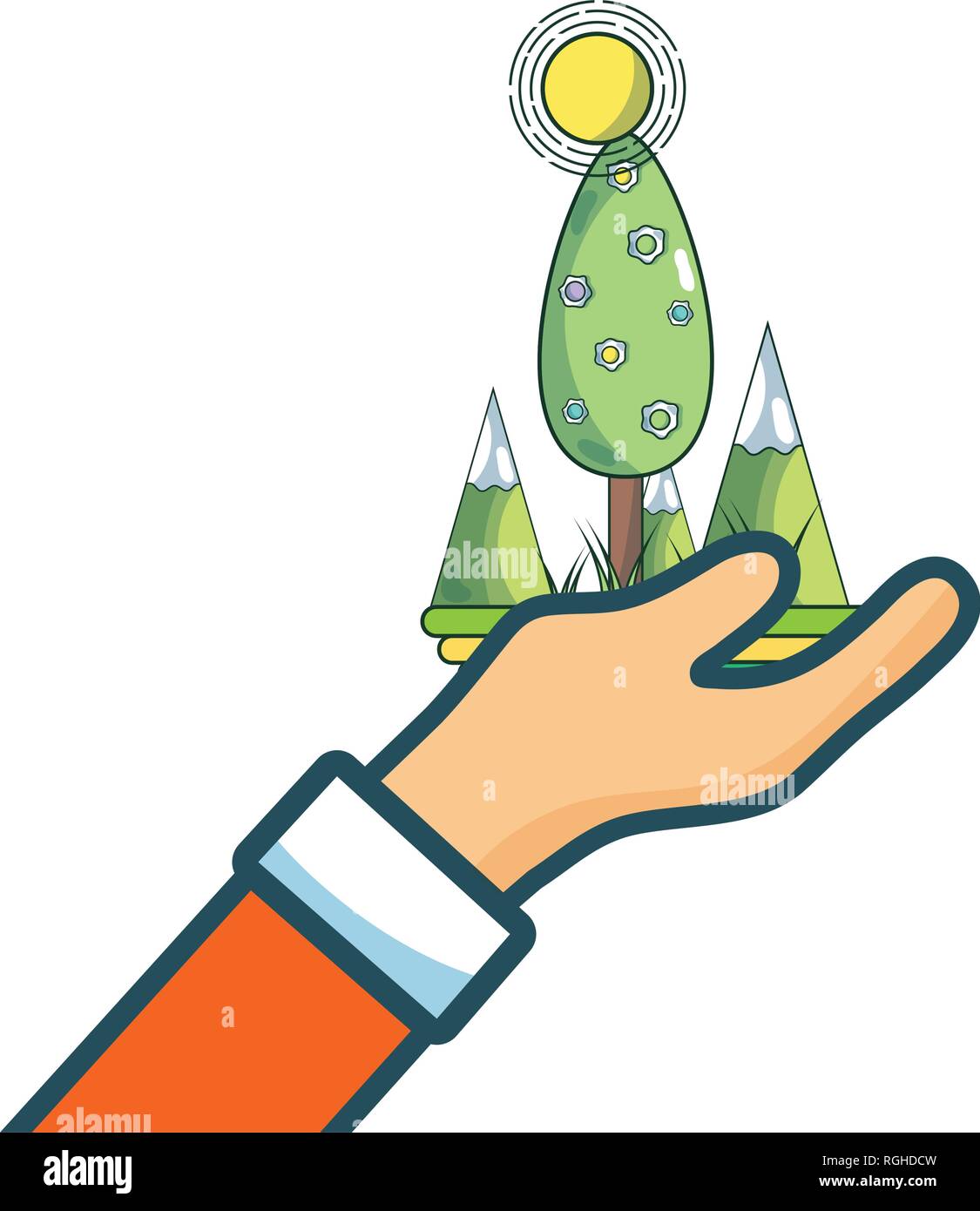 hand holding trees cartoon Stock Vector Image & Art - Alamy