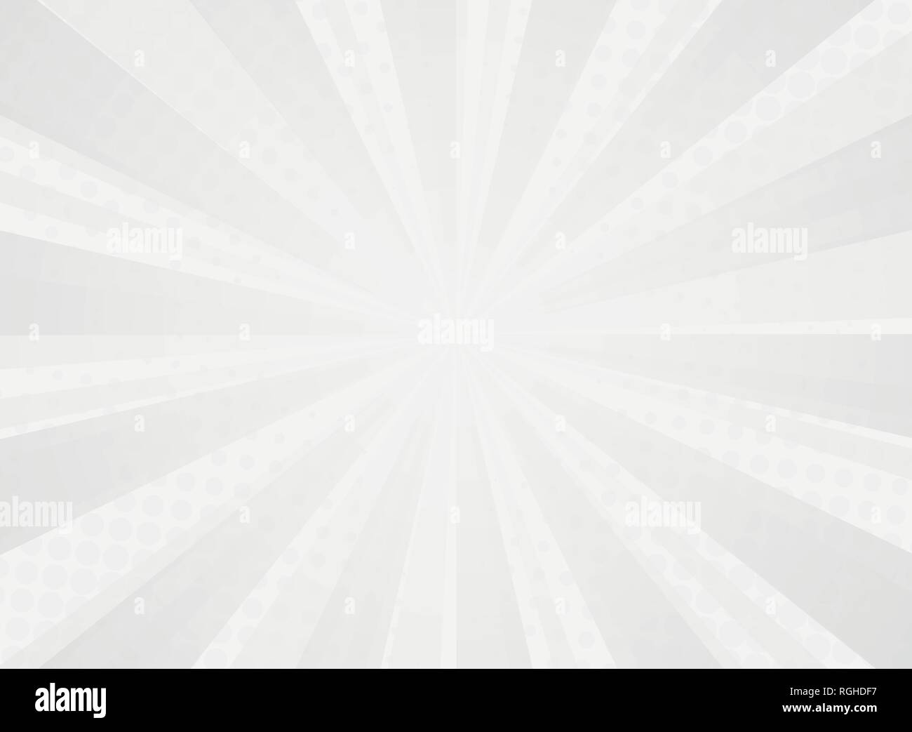 Abstract sunny radiance pattern of comic halftone background of gray ...