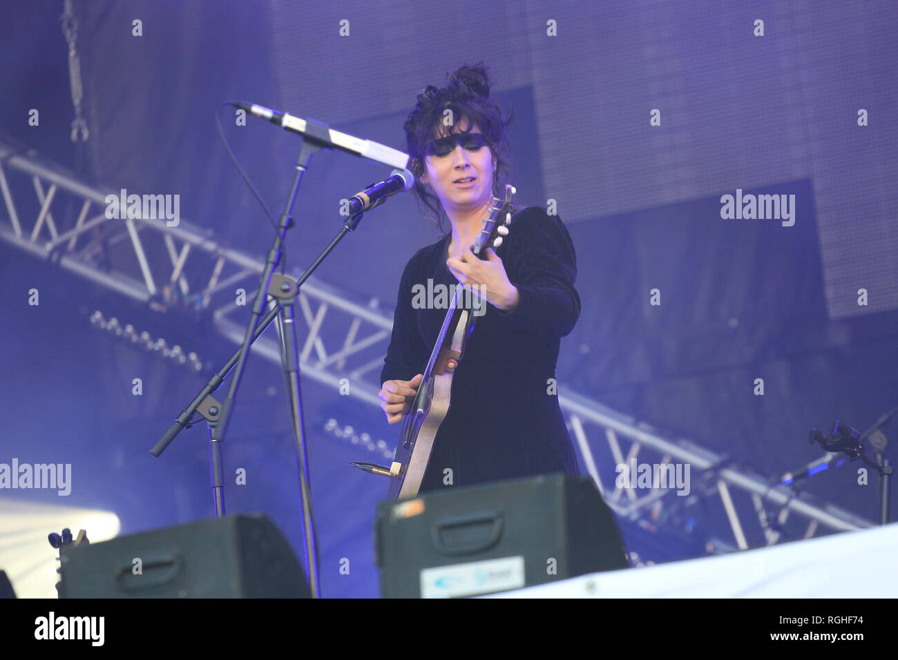 Montreal, Canada. French singer-songwriter Laura Cahen perform on stage ...