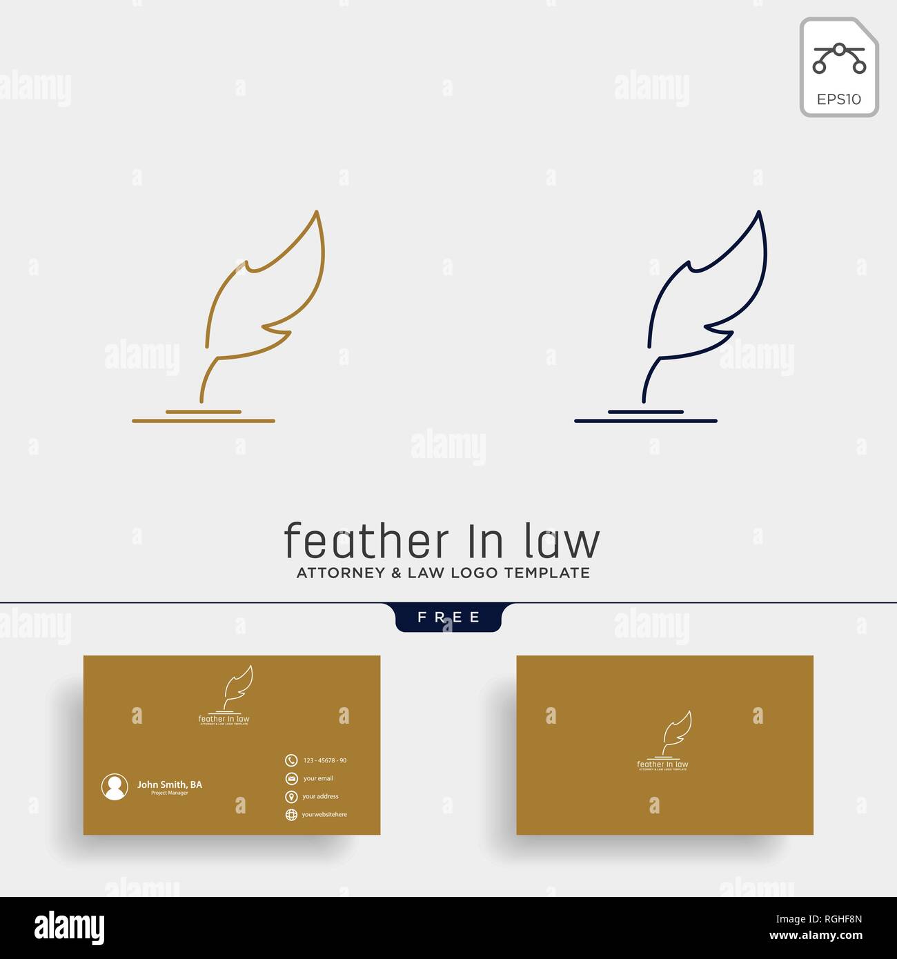 elegant feather attorney logo line design template illustration ...