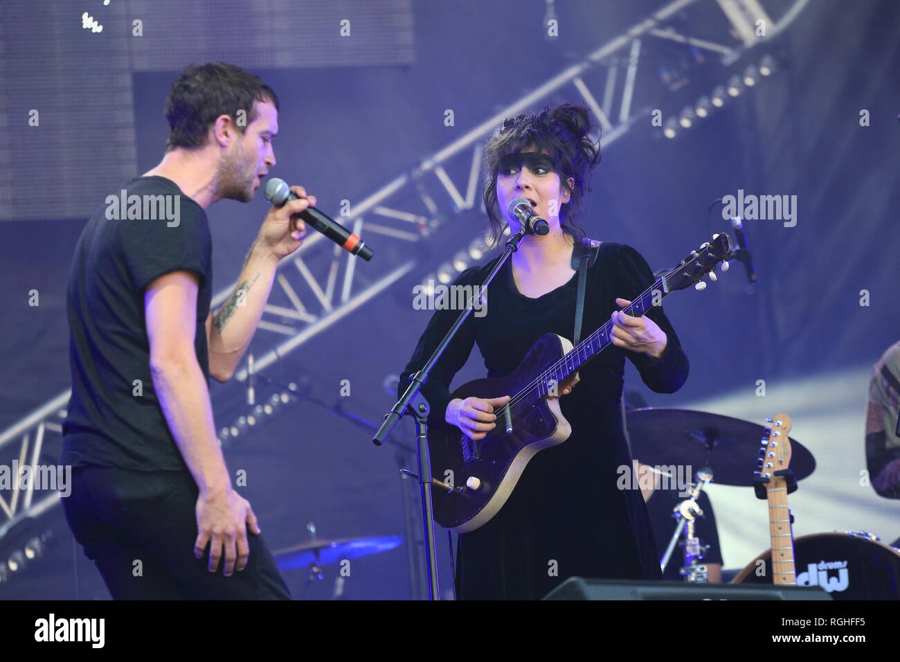 Montreal, Canada. French singer-songwriter Laura Cahen perform on stage ...