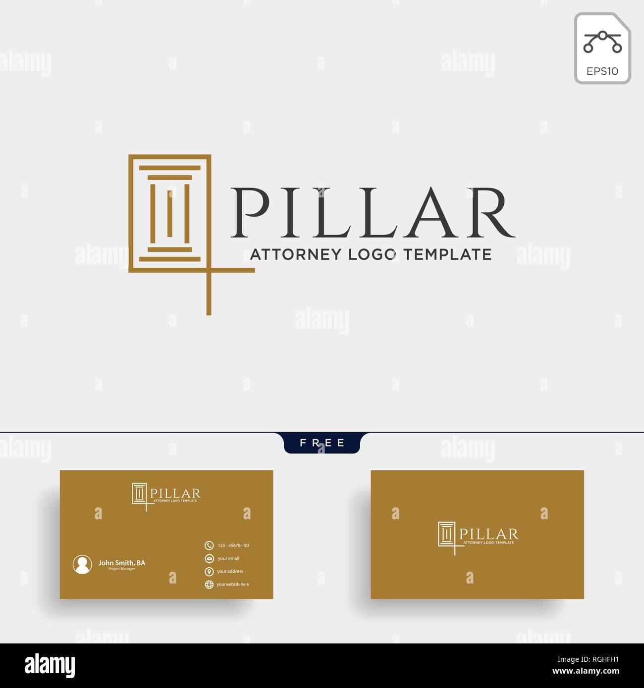 elegant pillar attorney logo line design template illustration - vector ...