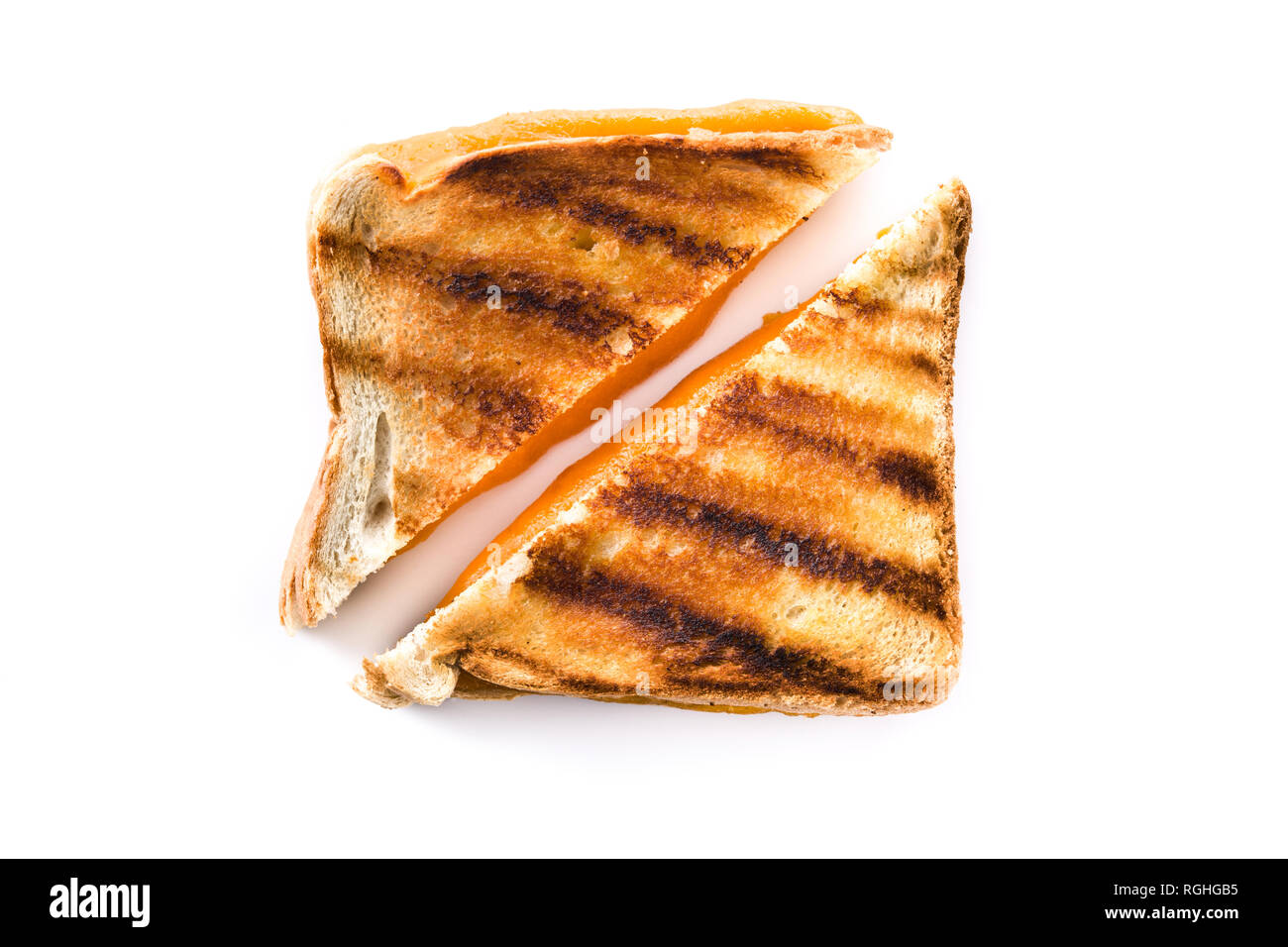 Grilled cheese sandwich isolated on white background. Top view Stock ...