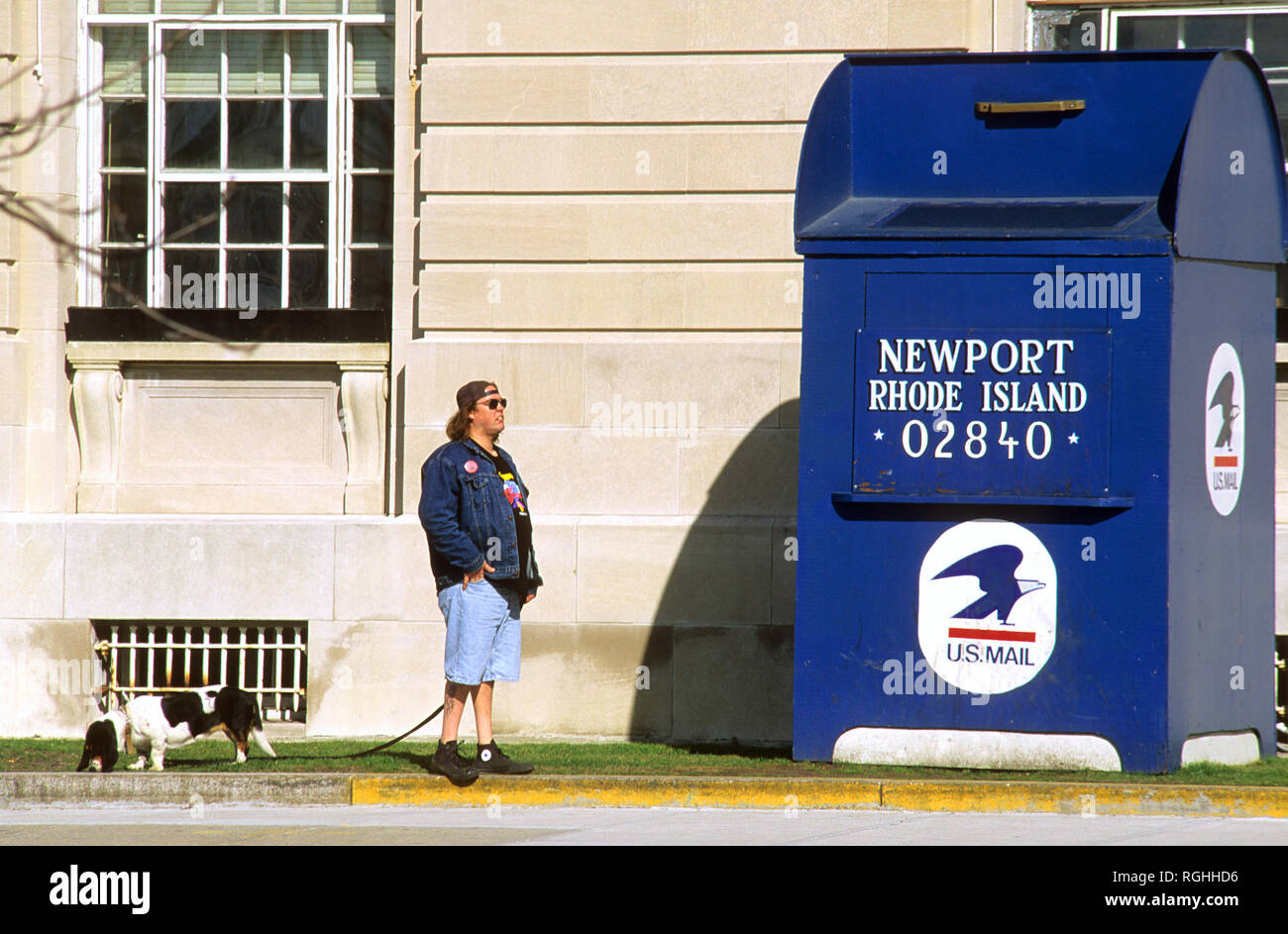 Walking the dog in Newport, Rhode Island, USA Stock Photo - Alamy