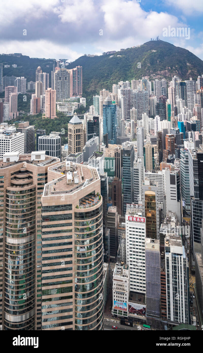 Aerial views of the city skyline from the IFC2 building in Central Hong ...