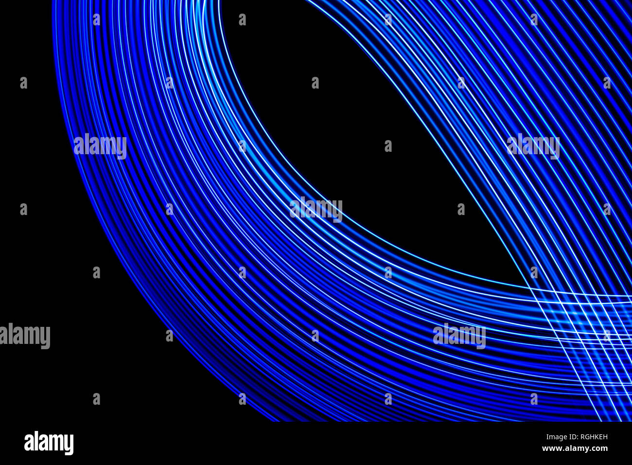 Abstract lines of blue and blue colors on black background Stock Photo ...